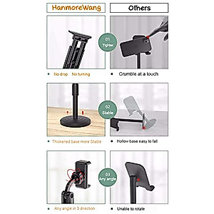Phone Holder for Desk,Angle Height Adjustable 360 Rotation Cell Phone Stand(Black)
