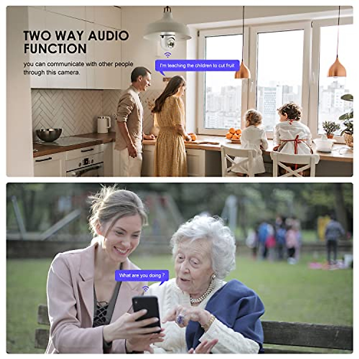 YUOCHY 1080P Light Bulb Camera, Wireless 2.4GHz WiFi Home Security Camera, 360° Surveillance Cam with Motion Detection Alarm Night Vision Light Socket Camera(Included 32G SD Card), (E27)