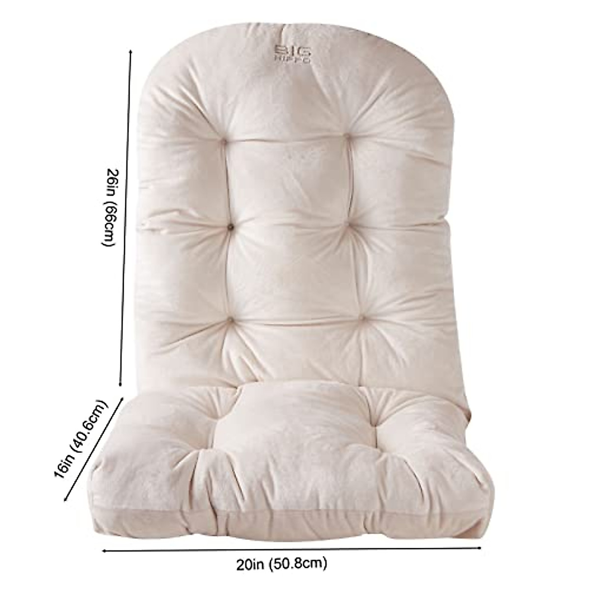 Big Hippo Indoor Adirondack Chair Cushion, Tufted High Back Patio Chair Cushions Soft Thicken Patio Seat Pad for Home Use (Beige)