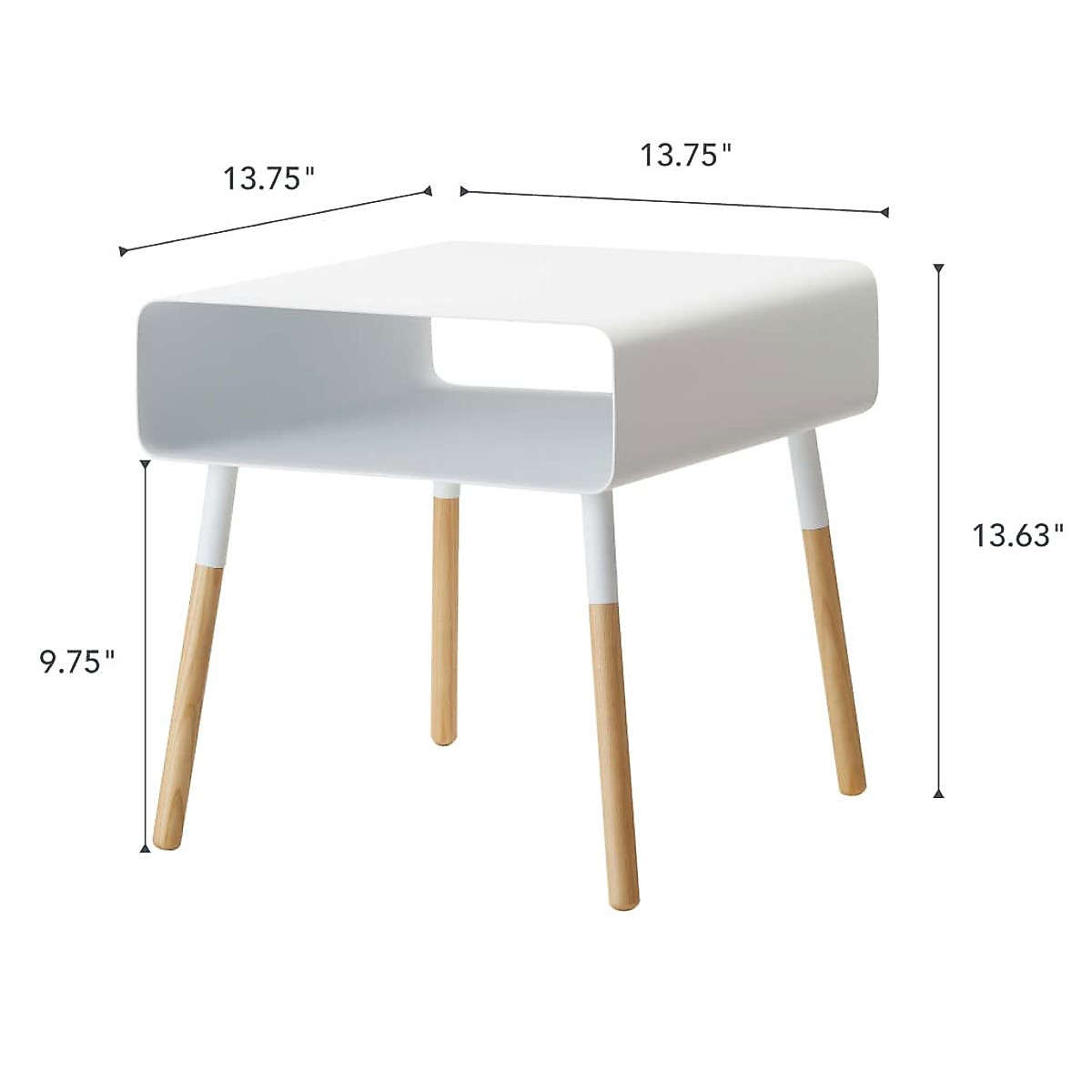 YAMAZAKI home Plain Side Table with Storage Shelf White