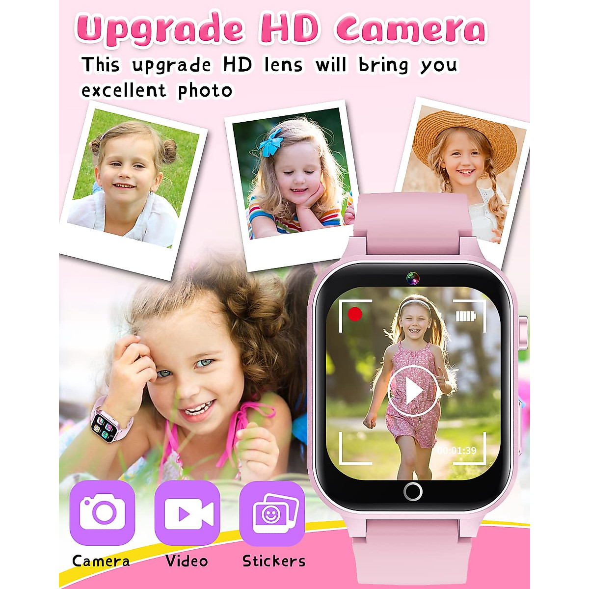 Dolwenqi Kids Smart Watches Gift for Girls 3-12 Year Old, 26 Puzzle Games Kids Watch with Habit Clock Music Player Torch Camera, HD Touchscreen Watches for Girls Gift Toys for Girls Ages 5 6 7 8 9 10