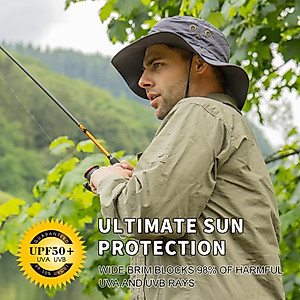 TOP-EX Mens Sun Hats Fishing Bucket Boonie Beach Golf Hiking Summer UV Protection Outdoors Wide Brim Large L XL Dark Grey