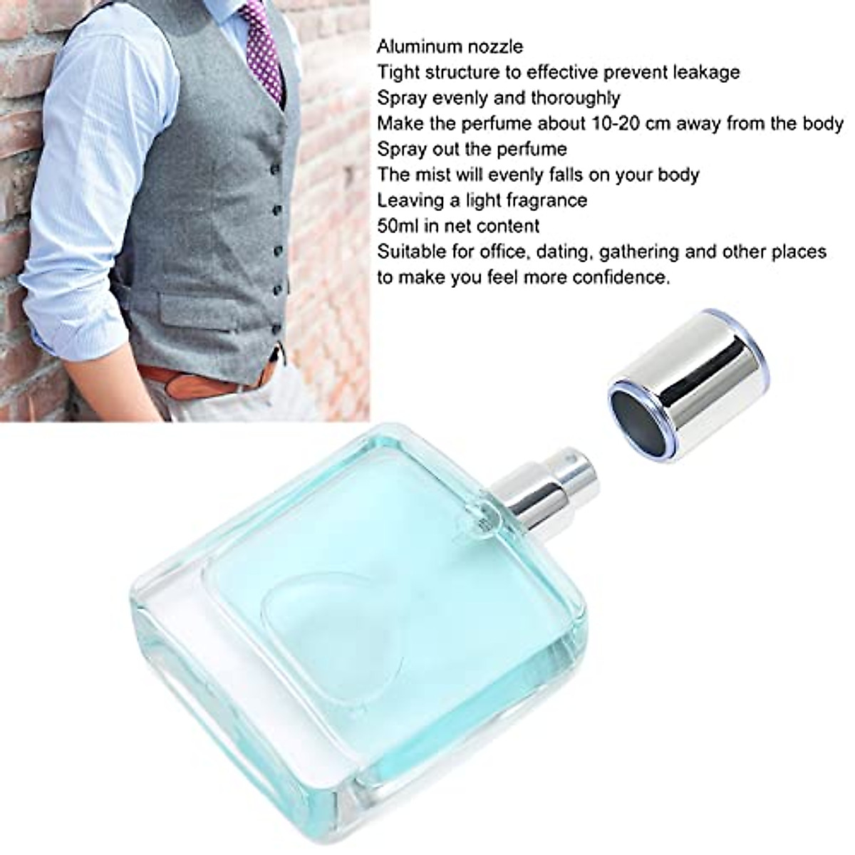 Brrnoo Male Perfume, 50ml Eau De Toilette Spray, Fragrance for Men Eau De Perfum, Long Lasting Scent for Men, Aluminum Spray Head Light Fragrance