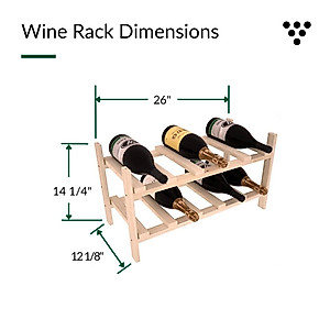 Wine Racks America® Living Series Magnum Stackable Wine Rack - Durable and Modular Wine Storage System, Ponderosa Pine, Unstained - Holds 10 Bottles