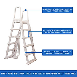 Blue Wave NE1222 A-Frame Flip Up Ladder for Above Ground Pools, White