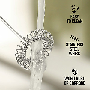 Simple Craft Milk Frother Handheld Drink Mixer - Mini Coffee Frother Electric Handheld Foamer With Stainless Steel Whisk & Stand - Portable Frother Electric Whisk For Coffee, Latte, Matcha (Black)