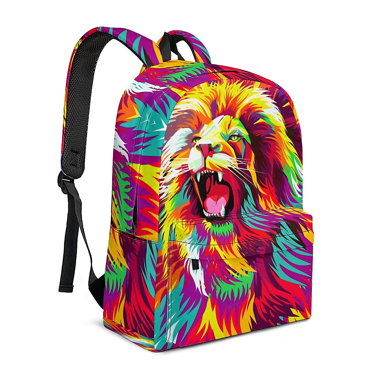 Jdowkoa Lion King Backpack for Boys Girls, Colorful Lion Shoulder Bag for Toddler, Lightweight Waterproof Book Bag Daypack Casual Bag for Toddler Boys Hiking Daypack Casual Bag