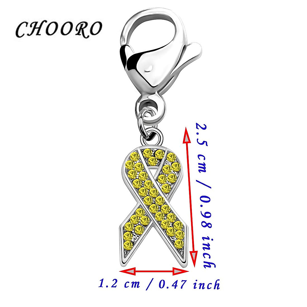 CHOORO Yellow Awareness Ribbon Charm Zipper Pull Cancer Awareness Jewelry Gift for Endometriosis/Bladder Cancer/Suicide Prevention/Bone Cancer (Yellow Awareness Ribbon ZP)