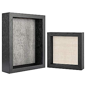 ShadowBox Display Case Bundle | 8x8 Black Shadow Box Frame & 8x10 Top Loading Black Shadow Box with Industrial White Backboard