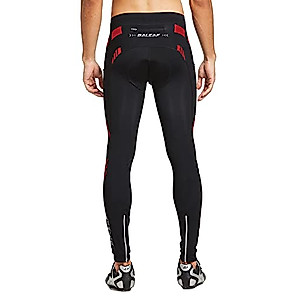BALEAF Men's Bike Cycling Pants 4D Padded Bicycle Tights MTB Riding Leggings Zipper Pockets Quick Dry Red XL