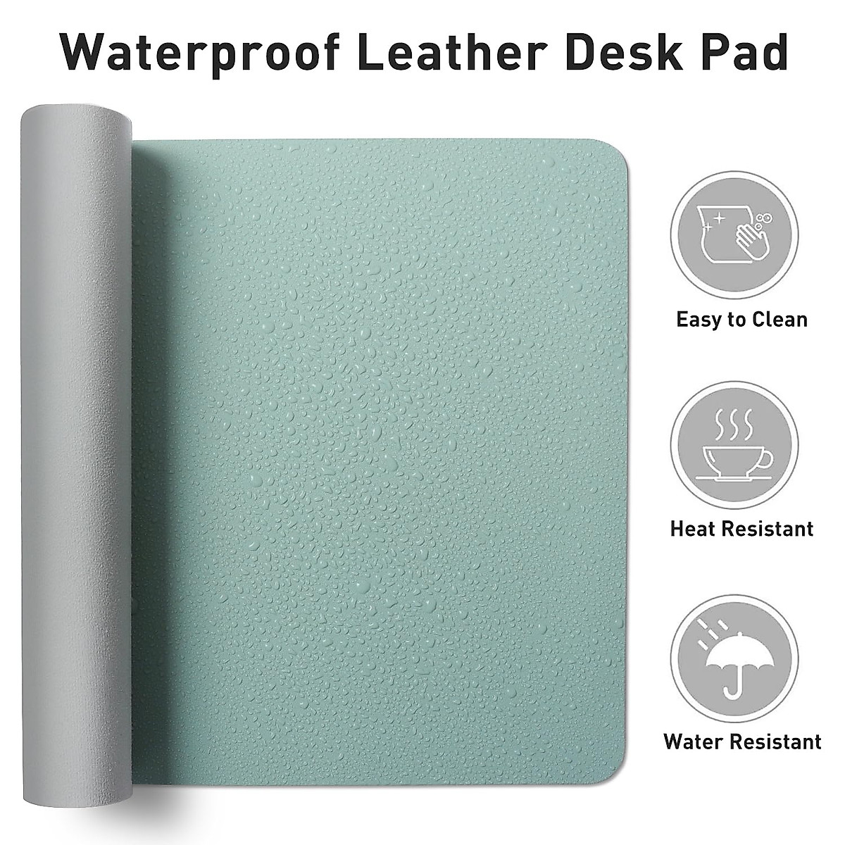 Leather Desk Pad Protector,Mouse Pad,Office Desk Mat, Non-Slip PU Leather Desk Blotter,Laptop Desk Pad,Waterproof Desk Writing Pad for Office and Home (Light Blue,31.5" x 15.7")