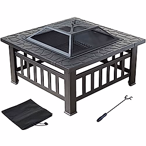 LEAYAN Garden Fire Pit Grill Bowl Grill Barbecue Rack Fire Pit Outdoor fire Pit, Courtyard Decoration fire Pit Table, Home Wood-Burning Heating fire Pit, Barbecue Grill, 31 inches