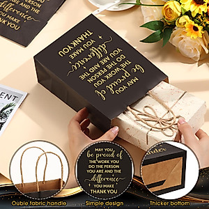 ReliThick 100 Pcs Employee Appreciation Gifts Bags Christmas Thank You Gifts Bags for Coworkers with Handles Team Inspirational Gift Bags May You Be Proud Paper Bags for Teacher Staff Nurse(Black)