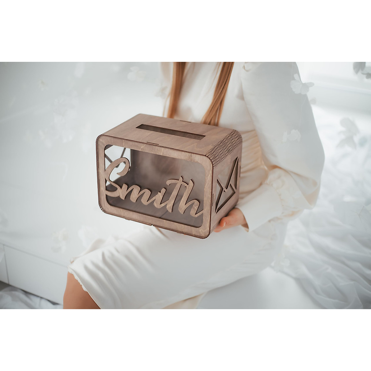 Custom Wedding Card Box, Rustic Wedding Decor, Boho Wedding Post Box, Wedding Money Box, Wood and Acrylic Card Box