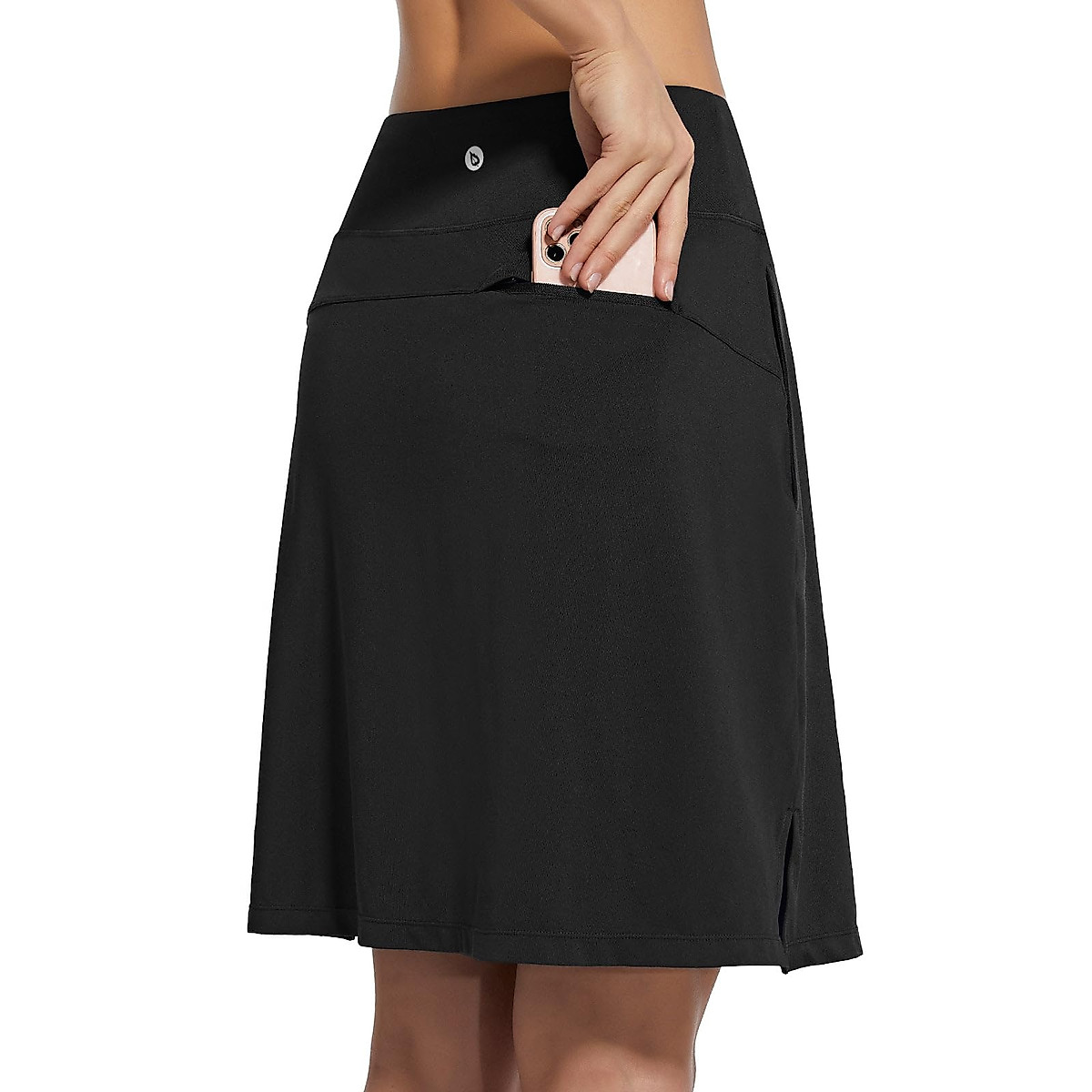 BALEAF Women's 20" Golf Skirts Knee Length Skorts Athletic Modest Long Acitive Casual Pockets UV Protection Black L