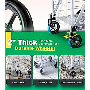 winkeep Newly Released Grocery Utility Flat Folding Shopping Cart with 360° Rolling Swivel Wheels Heavy Duty & Light Weight Extra Large Utility Cart