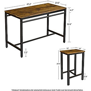 AWQM 5 Pcs Dining Table Set, Modern Bar Table Set with 4 Chairs, Home Kitchen Breakfast Table and Chairs Set Ideal for Pub, Living Room, Breakfast Nook, Easy to Assemble (Rustic Brown)