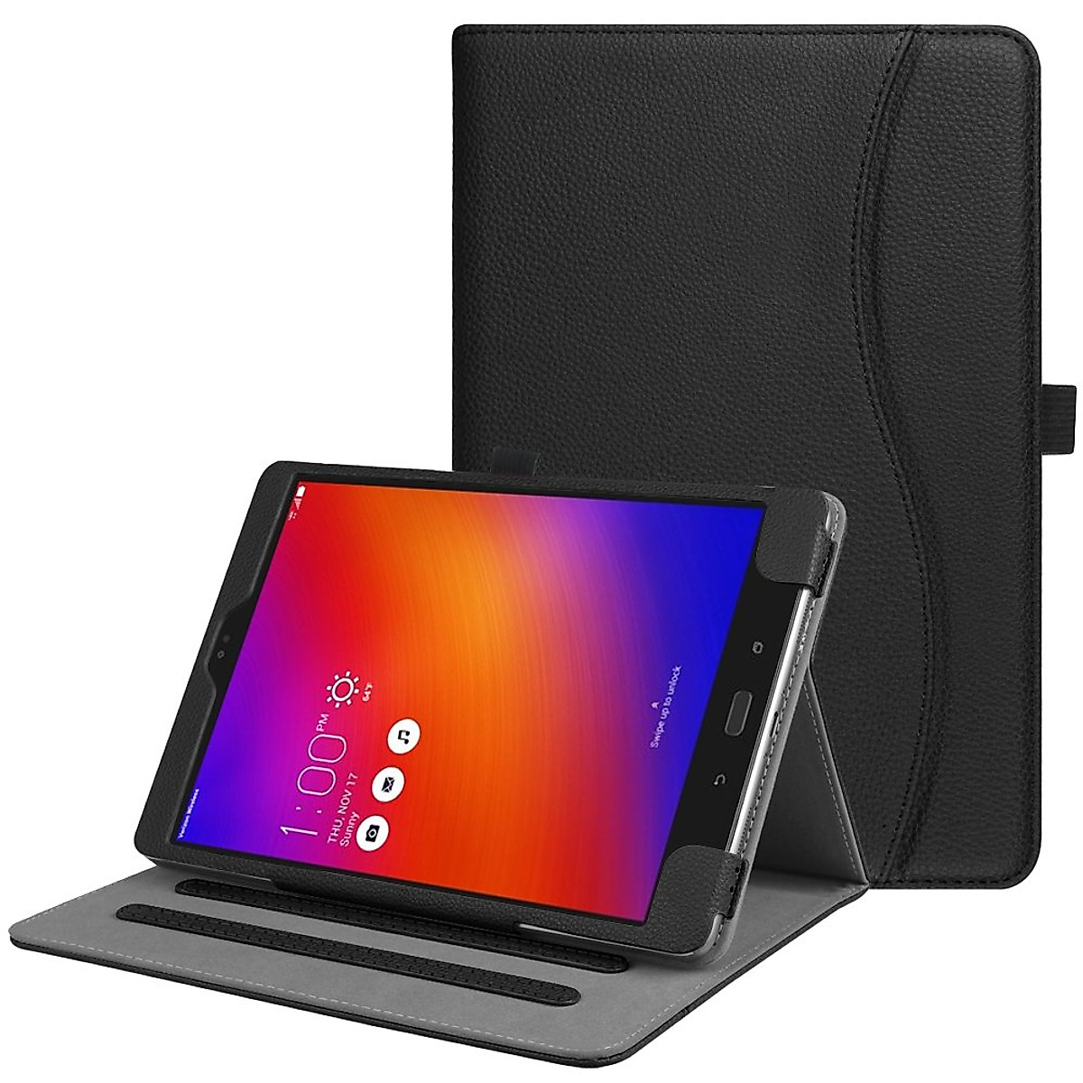 Fintie Case for Asus ZenPad 3S 10 Z500M / Z10 ZT500KL - Multi-Angle Viewing Folio Stand Cover with Pocket for ZenPad 3S 10 / Verizon Z10 9.7-Inch Tablet (Black)