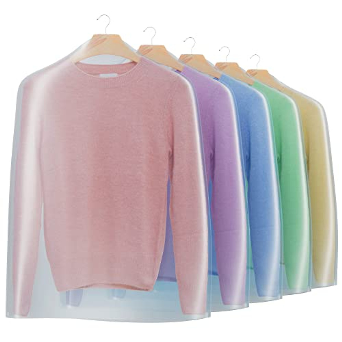 HANGERWORLD 50 Pack of 40inch Clear Plastic Garment Bags for Hanging Clothes for Dry Cleaning and Home Closet Storage Suit Cover 80 Gauge Polythylene