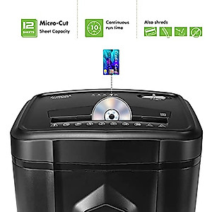 Aurora AU1230MA Professional Grade 12-Sheet Micro-Cut Paper and CD/Credit Card Shredder/ 10 Minutes Continuous Run Time