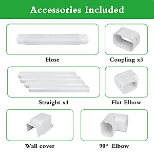 MOOITEK 5" 17Ft PVC Decorative Line Set Cover Kit for Ductless Mini Split Air Conditioners 17FT Line Set Cover for Heat Pump System and Central AC(Total Length 17Ft), White