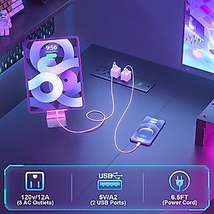 Besiost Gaming Desk with Lights, Reversible Computer Desk with Power Strips, 39.4 Inch Gaming Desk with Moveable Monitor Stand and Shelves, Small Desk for Small Spaces, PC Gaming Desk for Home, Black