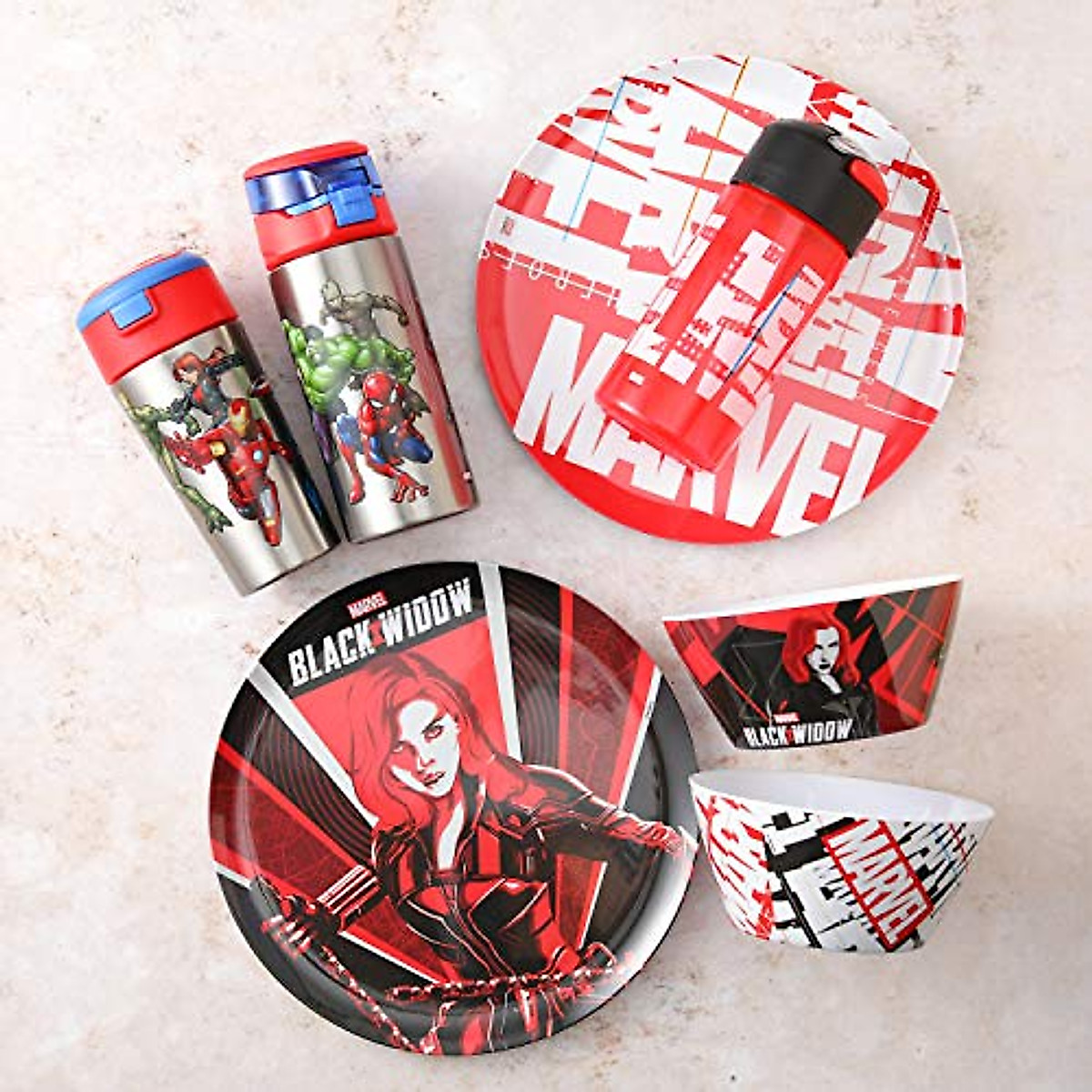 Zak Designs Marvel Comics Durable Single Wall Stainless Steel Water Bottle with Push-Button Flip Lid Leak-Proof Design is Perfect for Outdoor Sports (19.5oz, BPA Free), 19.5 oz, Avengers