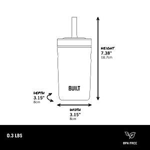 BUILT 16 fl oz Single-Walled Tritan Straw Seal Bedford Tumbler, Straw Lid Spill-resistant Travel Cup Keep Drinks Cold for Home Travel, Purple Sunset