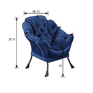 JOMOL Living Room Chairs Modern Cotton Fabric Lazy Chair, Accent Contemporary Lounge Chair, Single Steel Frame Leisure Sofa Chair with Armrests and A Side Pocket (Blue)