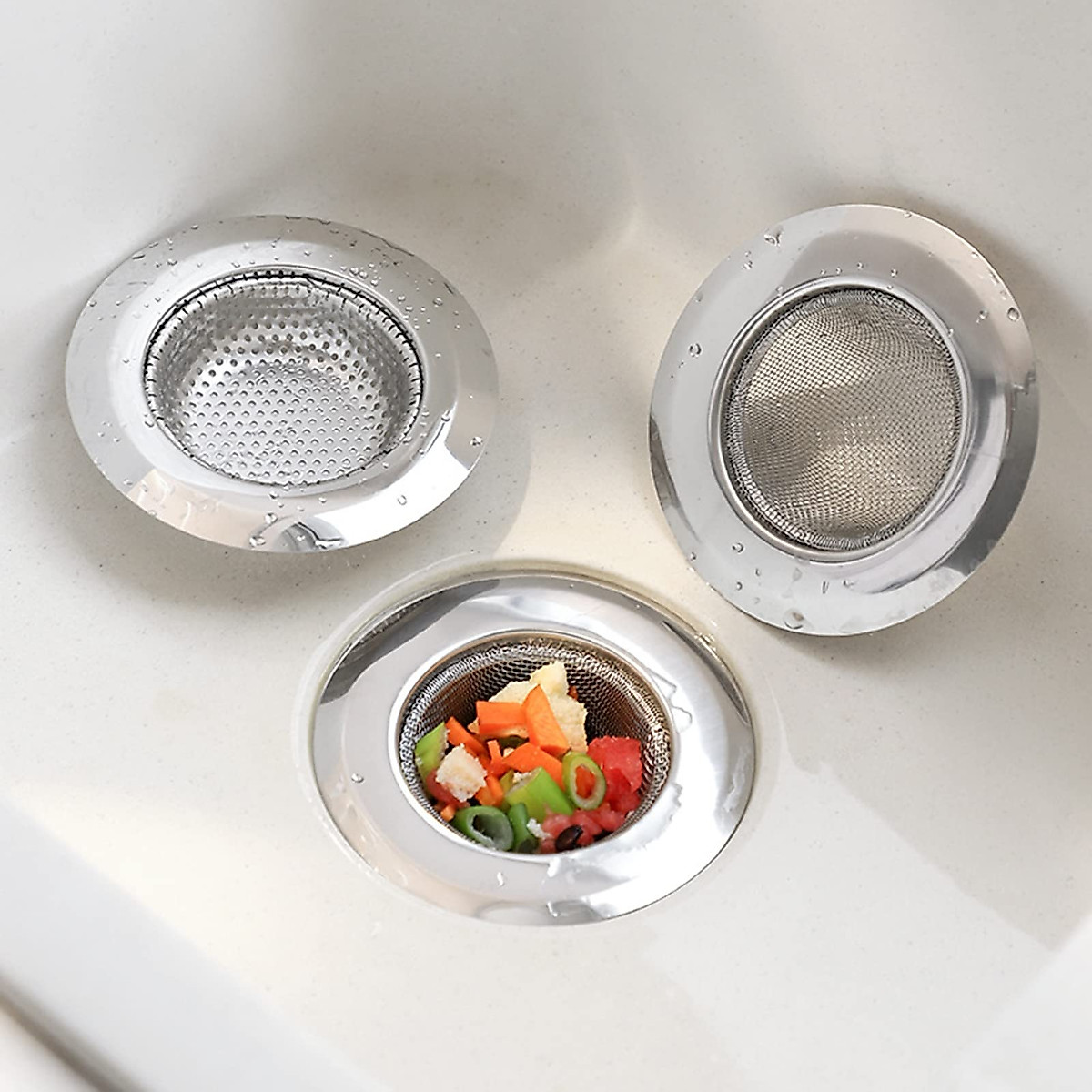 NEREIDS NET Stainless Steel Kitchen Sink Strainer, Bathtub Hair Catcher Anti-Blocking Universal Stainless Steel Toilet Shower Basin Drain Filter for Kitchen Silver