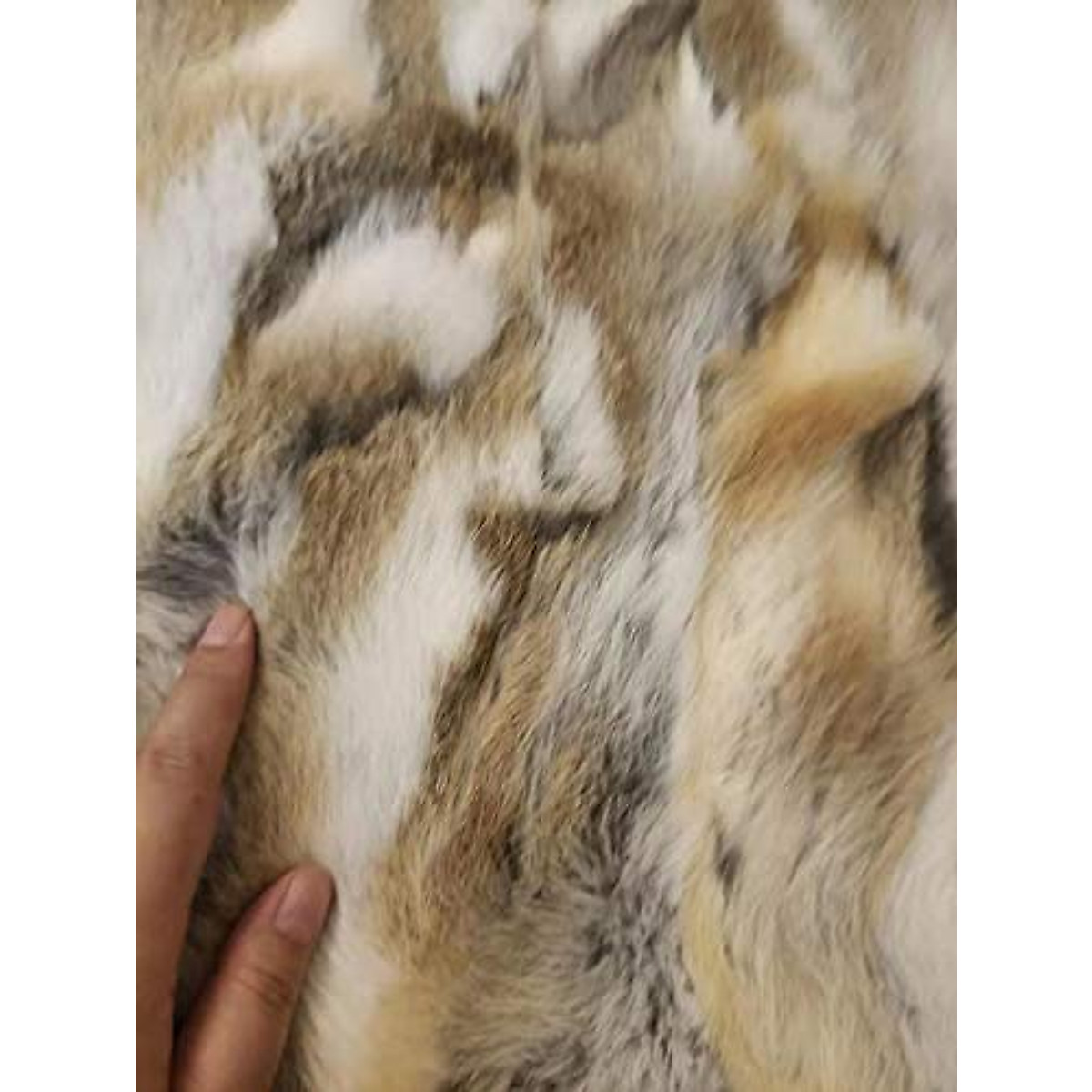 Real Rabbit Fur Throw Blanket Rabbit Fur Pelt Rug with Soft Microsuede Backing Natural Furry Thick Fur Rug Plate Pelz Leather Pelt Straw Yellow, 43.3inx21.6in /3.6ftx1.8ft