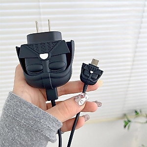 OINbxw case for Samsung 25W USB C Fast Charger, Type C Super Fast Charging Android Phone Charger Cable Silicone Protective Case for Galaxy 25W Power Adapter Charger S23/S22/S21 (Black Knight)