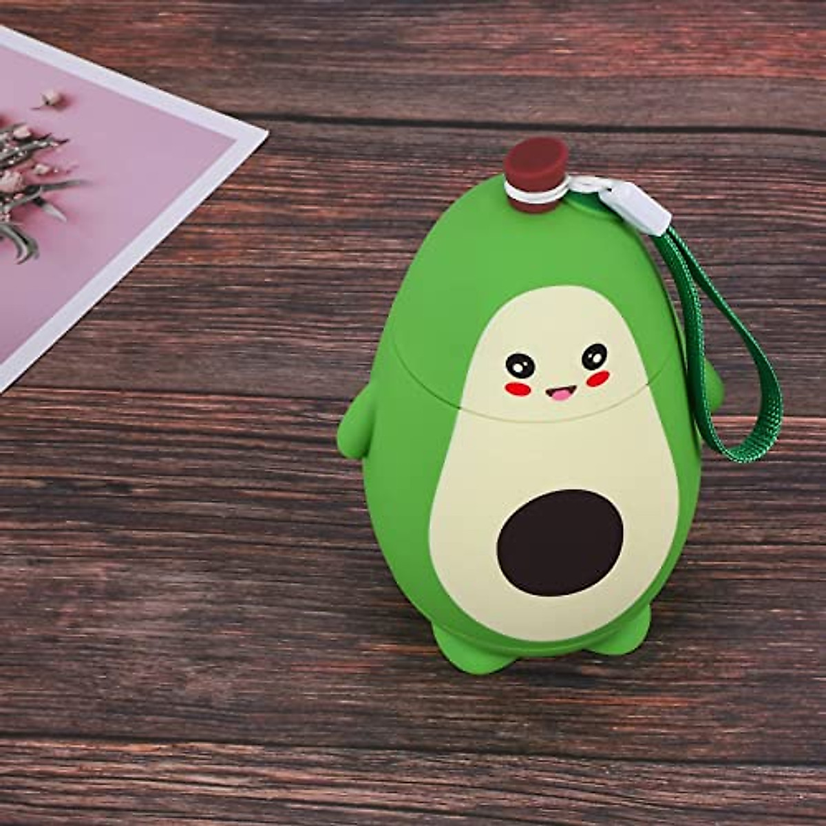 Padyrytu Cartoon Avocado Glass Double Layer Student Simple Fresh Mori Cute Portable Water Cup, Travel Mug Tea Water Bottle Coffee Flask, Born for Girls And Ladies, Green