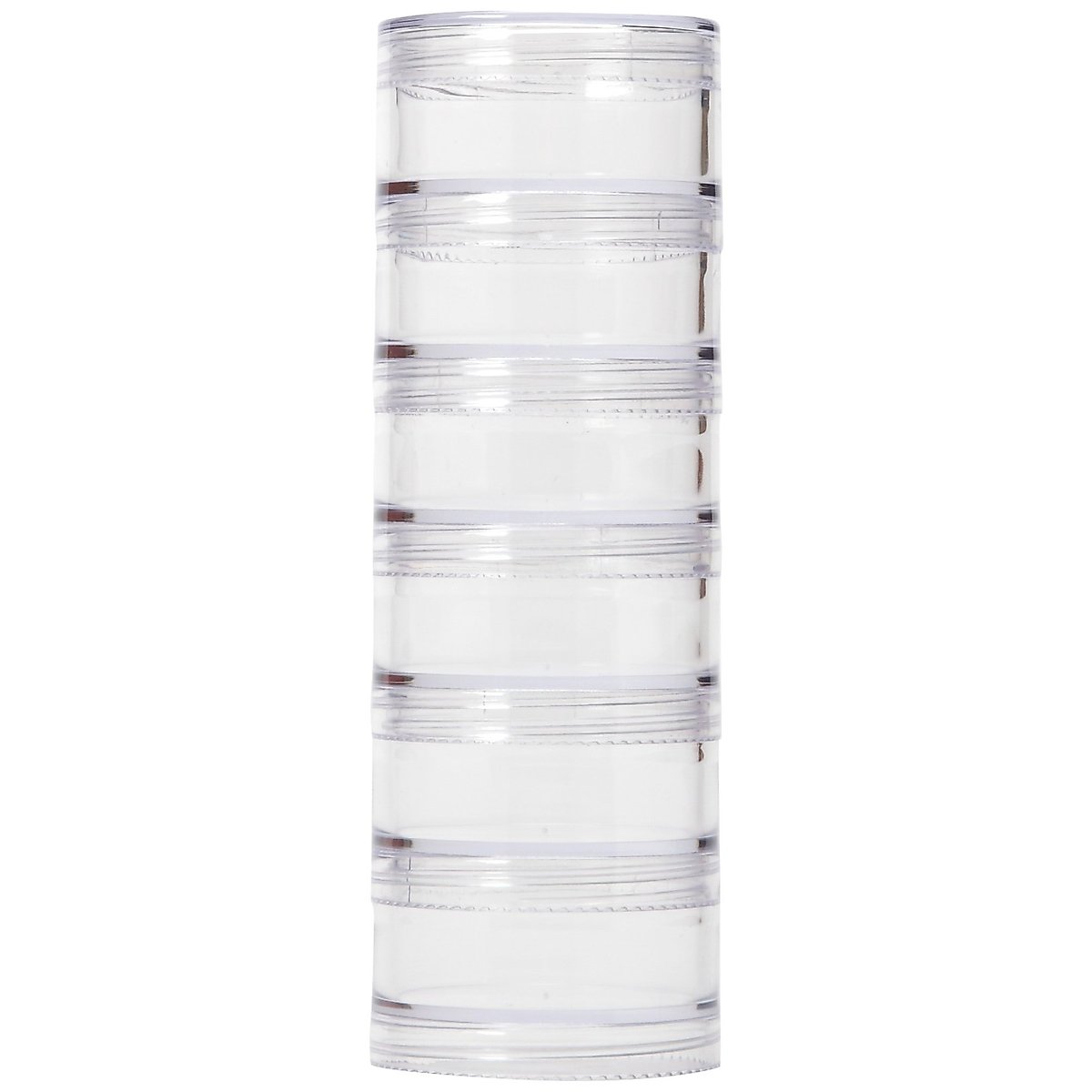 Paylak CTNB110 Storage Box with 6 Stackable Clear Round Containers for Crafts and Small Items