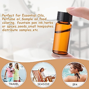 50 Pack,10ml (0.3 oz) Amber Glass Essential Oil Bottle with Screw Caps,Empty Refillable Travel Glass Liquid Sample Vial Labs Preservation Storage Vials Test Container-FREE Funnel&Dropper