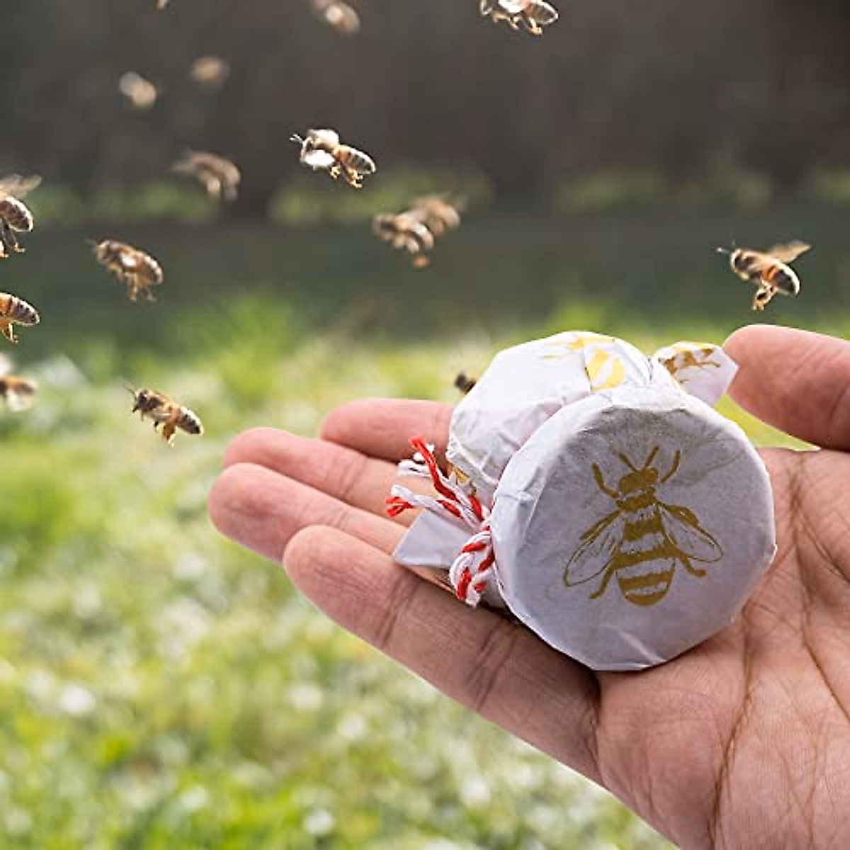 MR FIVE 90 Sheets White with Gold Bee Tissue Paper Bulk,20" x 14",Gold Bee Design Tissue Paper for Gift Bags,Gold Bee Gift Wrapping Tissue Paper for Bee Party