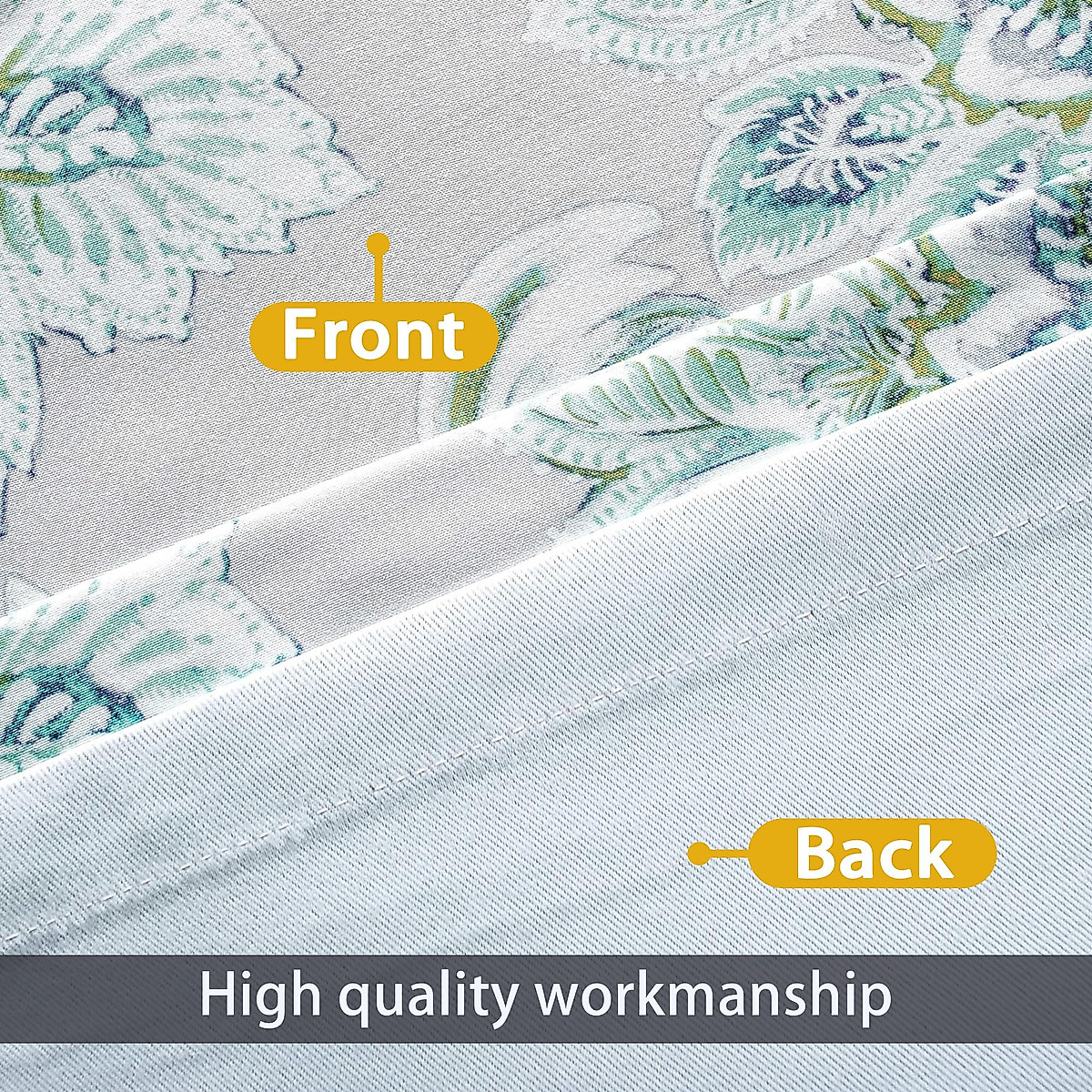 DriftAway Alyssa Jacobean Elegant Floral Leaves Pattern Thermal Insulated Blackout Lined Rod Pocket Window Curtain Valance for Kitchen Café 2 Pack 52 Inch by 18 Inch Plus 2 Inch Header Gray