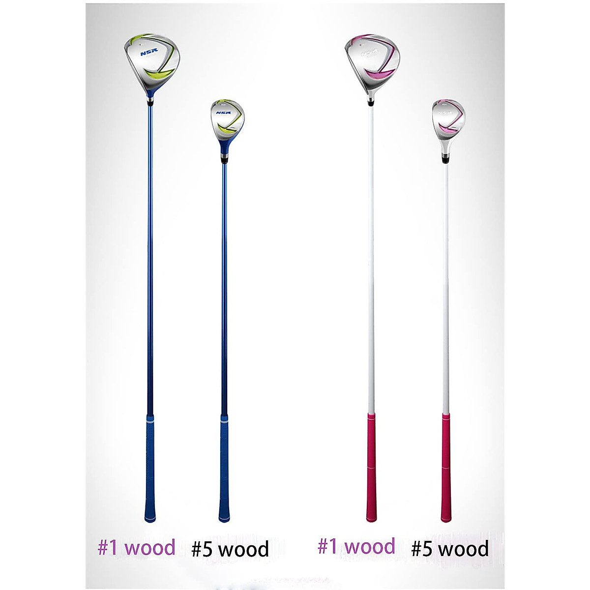 Kids Left Hand Golf Club Wood, 1#5 Golf Drivers for Junior, Wooden Pole Golf Putter with Golf Headcover (Green,#5 Wood- Age 9-12)