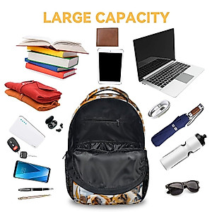 KNOWPHST Guinea Pig Girls Backpack for School, 16 Inch Brown Backpacks for Kids, Cute Lightweight Bookbag for Travel