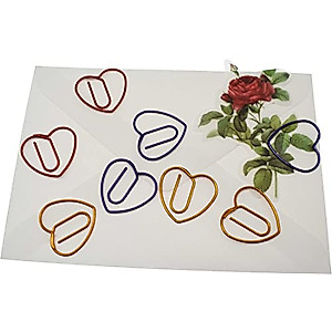 Heart Paper Clips, Cute Love Heart Bookmark Clips, Red Love Heart Shaped Paper Clips ( Red,50 PCS )