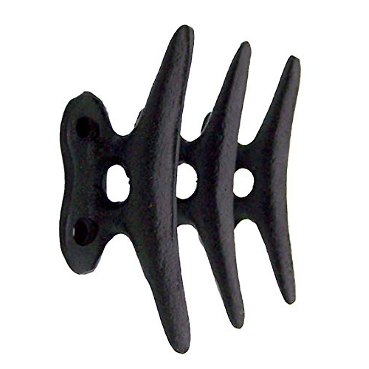 Nautical Black Cast Iron Boat Cleat Wall Hooks, 3.5 Inches, Set of 3