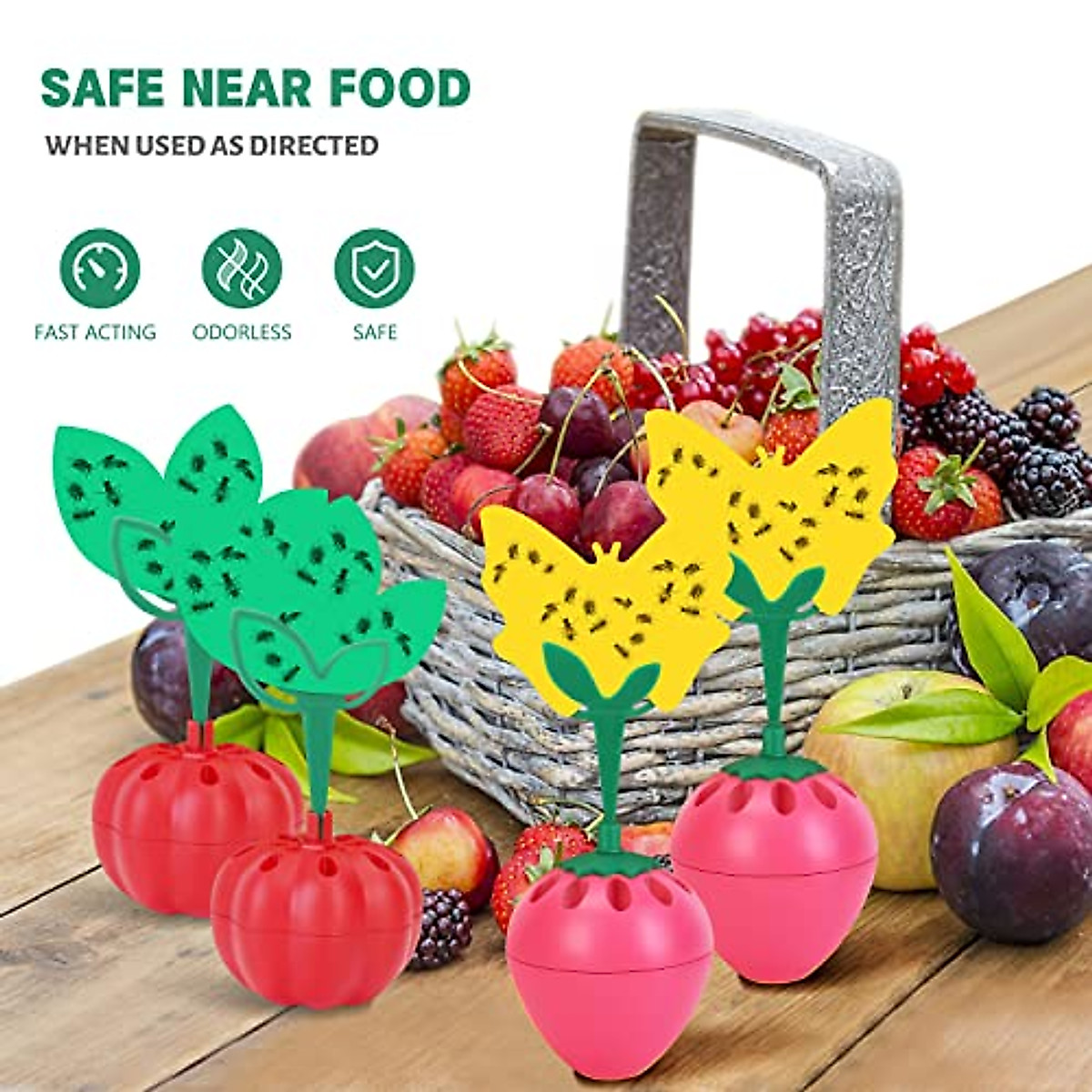 Fruit Fly Trap for Indoors, Safe Fly Catcher Gnat Trap Killer with Sticky Traps, Effective Gnat Trap with Bait, Non-Toxic and Odorless Fly Trap for Home,Kitchen