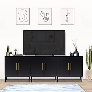 Vrullu Modern Storage Cabinet, Free Standing Buffet Cabinet, Black Sideboard and Buffet Storage, Wood Accent Cabinet for Living Room, Hallway, Entryway, Dining Room, Bedroom (1, Black)