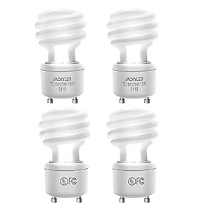 JACKYLED UL-Listed 13w Gu24 CFL 2700k T2 Spiral Gu24 Base 2-Prong Warm White Gu24 Fluorescent Light Bulbs Indoor Use (4-Pack)