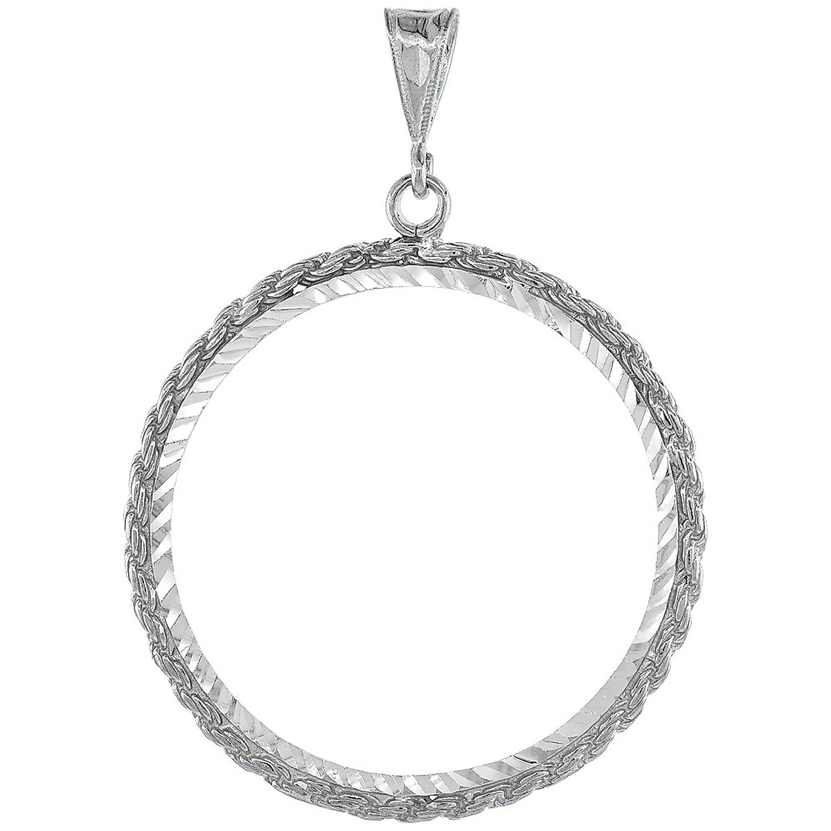 Sterling Silver Dollar Rope Bezel 38 mm Coins Prong Back Diamond Cut for All Silver Dollar Coins Coin NOT Included
