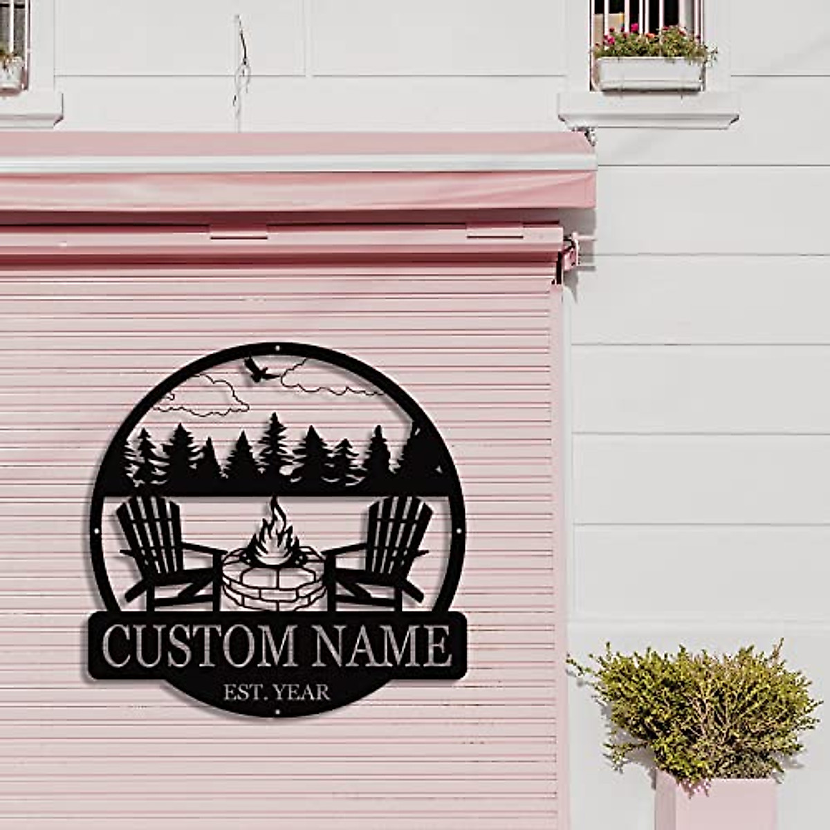 Personalized Family Name Sign Custom Last Name Sign Monogram Letters Wall Decor Personalized Name Signs for Home Decor Metal Established Sign Initial Split Letter Monogram Sign (Forest)