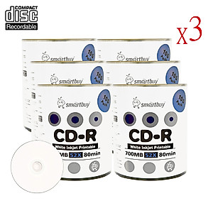 Smart Buy CD-R 1800 Pack 700mb 52x Printable White Inkjet Blank Recordable Discs, 1800 Disc, 1800pk