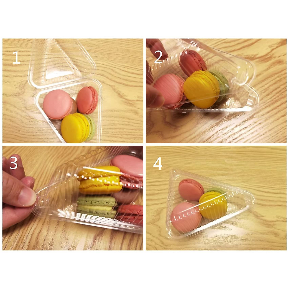 200 Pcs Transparent Cake Slice Containers with Lids Clear Plastic Trays with Hinged Lid Clear Medium Hinged Lid Cheesecake Container Disposable to Go Box Food Containers for Store Your Food