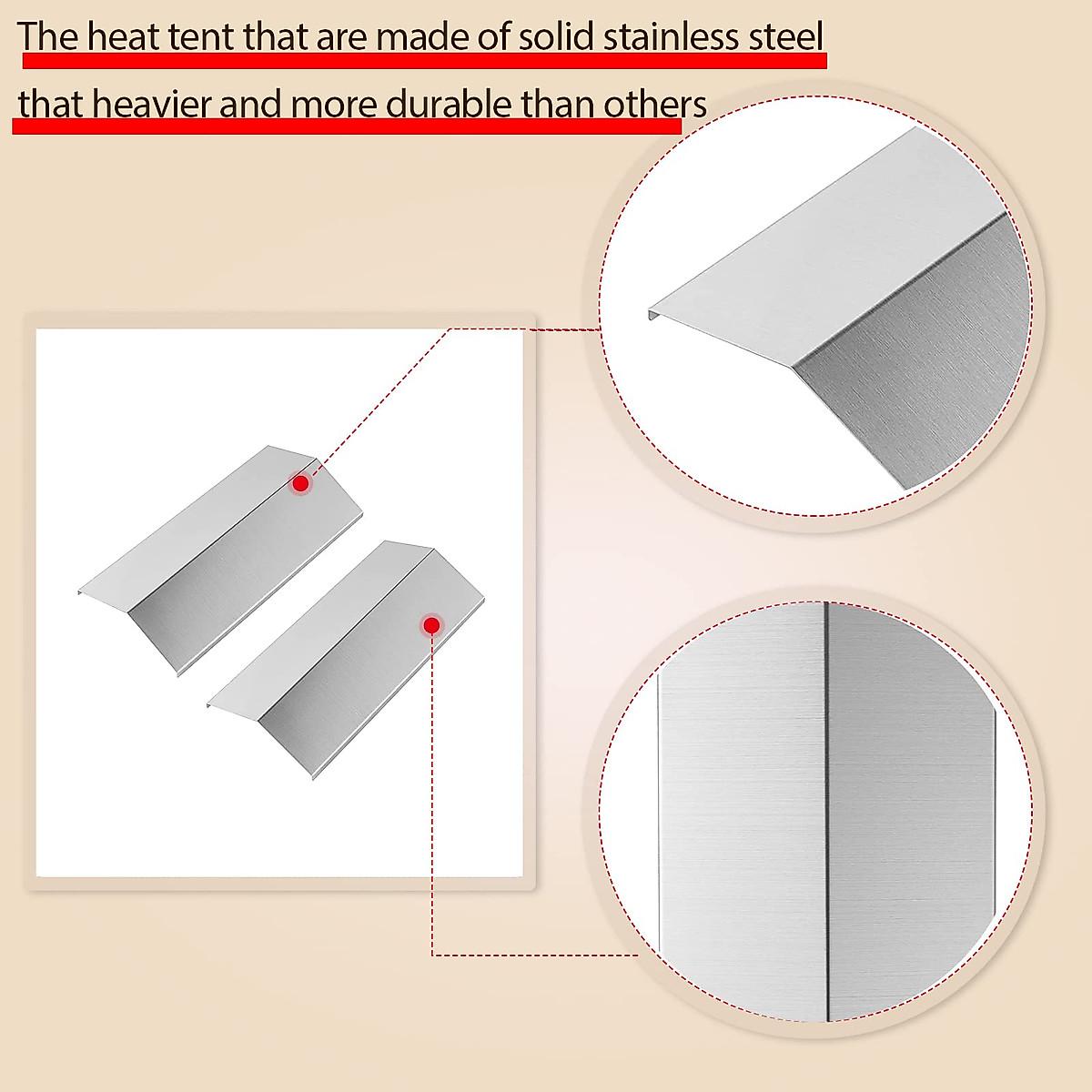 820-0033 Heat Shield Plates Replacement Parts for Nexgrill Parts Flame Tamer 820-0007B 820-0015 820-0007 Heat Plates Megamaster Grill Parts 820-0033M Stainless Steel Heat Tent Burner top 2 Pcs