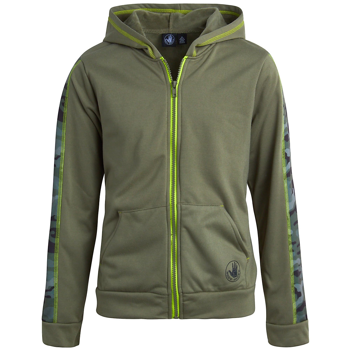 Body Glove Boys' Active Sweatsuit Set - 2 Piece Fleece Zip-Up Hoodie Sweatshirt and Jogger Sweatpants (8-14), Size 8, Green Yellow Camo